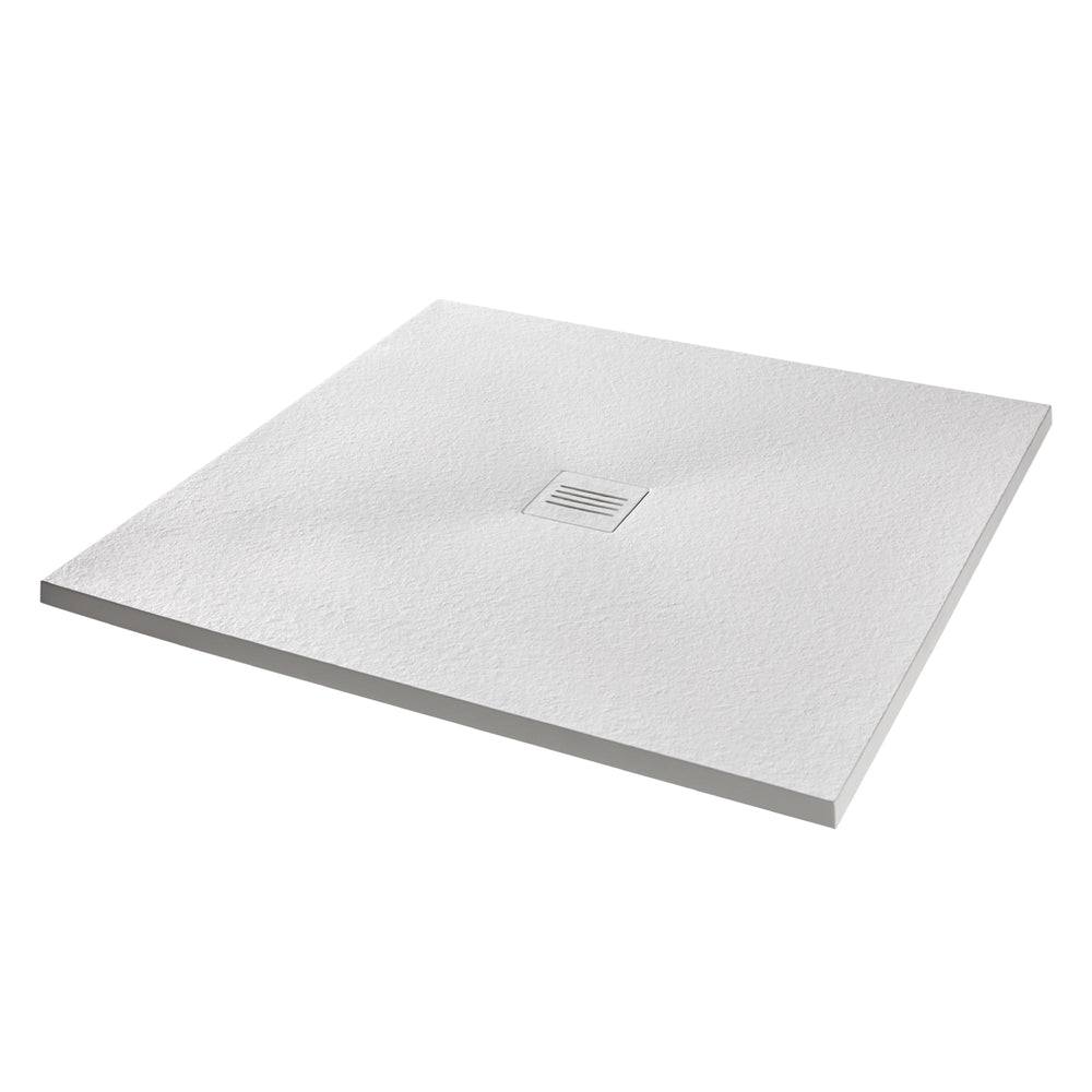 40" x 40" Low profile ERASTONE rectangular shower base with centre dra